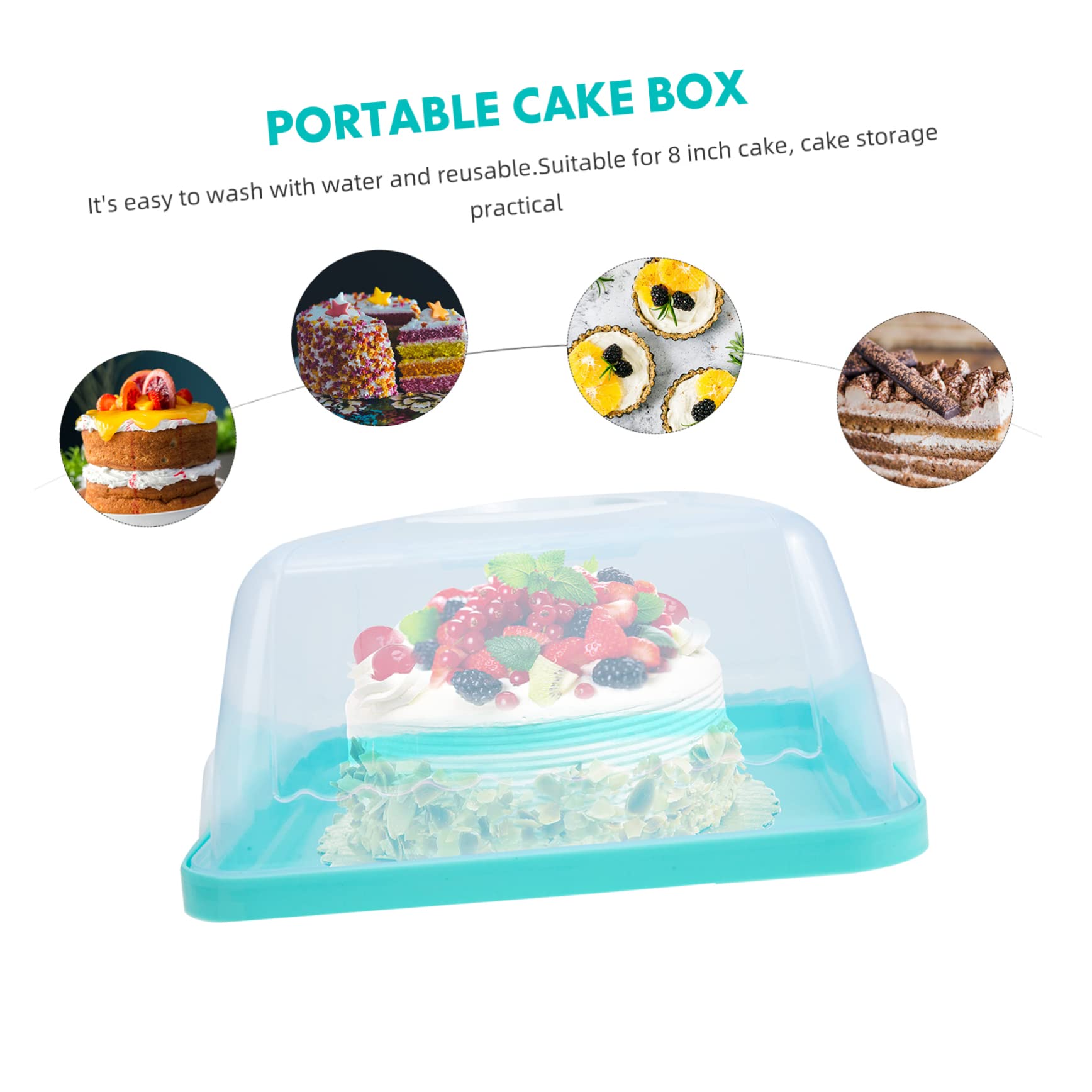 Homoyoyo Cheesecake Cake Carrier with Lid and Handle Large Cake Storage Container Holder Portable Cupcake Carrier Keeper Box Square Cake Stand Serving Tray for Transport Sky- blue Cupcake Holder