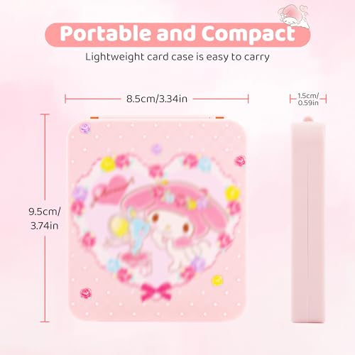 RHOTALL Pink Game Case for Nintendo Switch and Switch OLED, Cute Bunny Storage Card Box with 12 Game Cards Cartridge and 12 SD Cards Slots, Portable Switch Games Holder with Magnetic Design