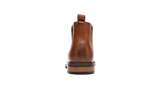 DECARSDZ Mens Classic Vegan Leather Chelsea Business Casual Boots Dress Ankle Boot Brown