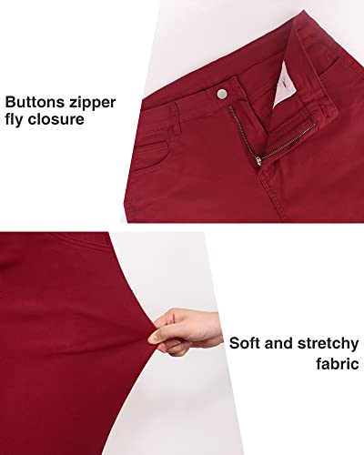 Gboomo Womens Plus Size Pants Skinny Tapered Comfy Stretch High Waist Ankle Jean Wine Red 14W