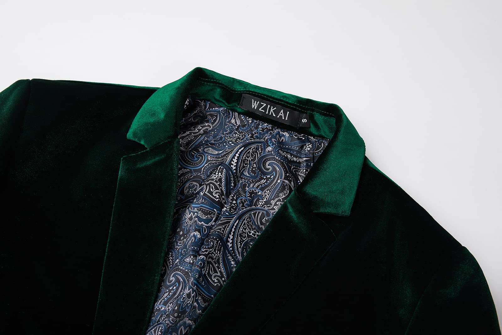 WZIKAI Mens Velvet Blazer One Button Slim Fit Solid Fashion Suit Jacket Sport Coat for Wedding Prom Dinner Party Green XXXL