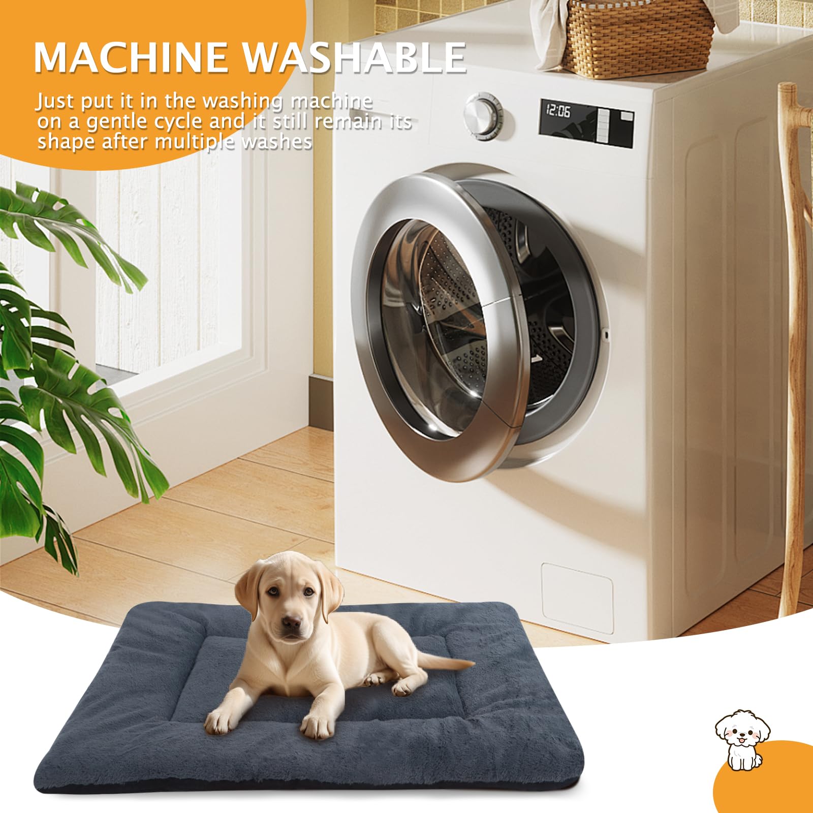 Vetasac Reversible Dog Bed Mat with Plush and Corn Velvet,Soft Warm Pet Cushion, Dual Purpose Washable Sleeping Mattress Bed for Small Medium Large Dog and Cat XB004 (36"x23", Dark Grey)