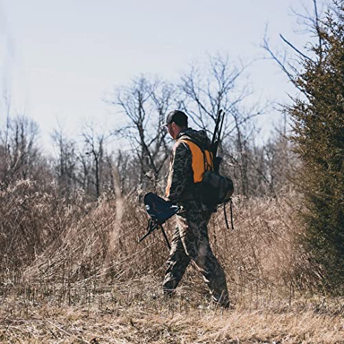 Half Rack Karrylite 3 Legged Stool - Mobile Fold-Out Tripod Seat Portable for On-The-Go - Hunting Stool for Up to 300 Lbs - Strong, Compact Camping Stool w/Shoulder Strap - Perfect for Ground Blinds
