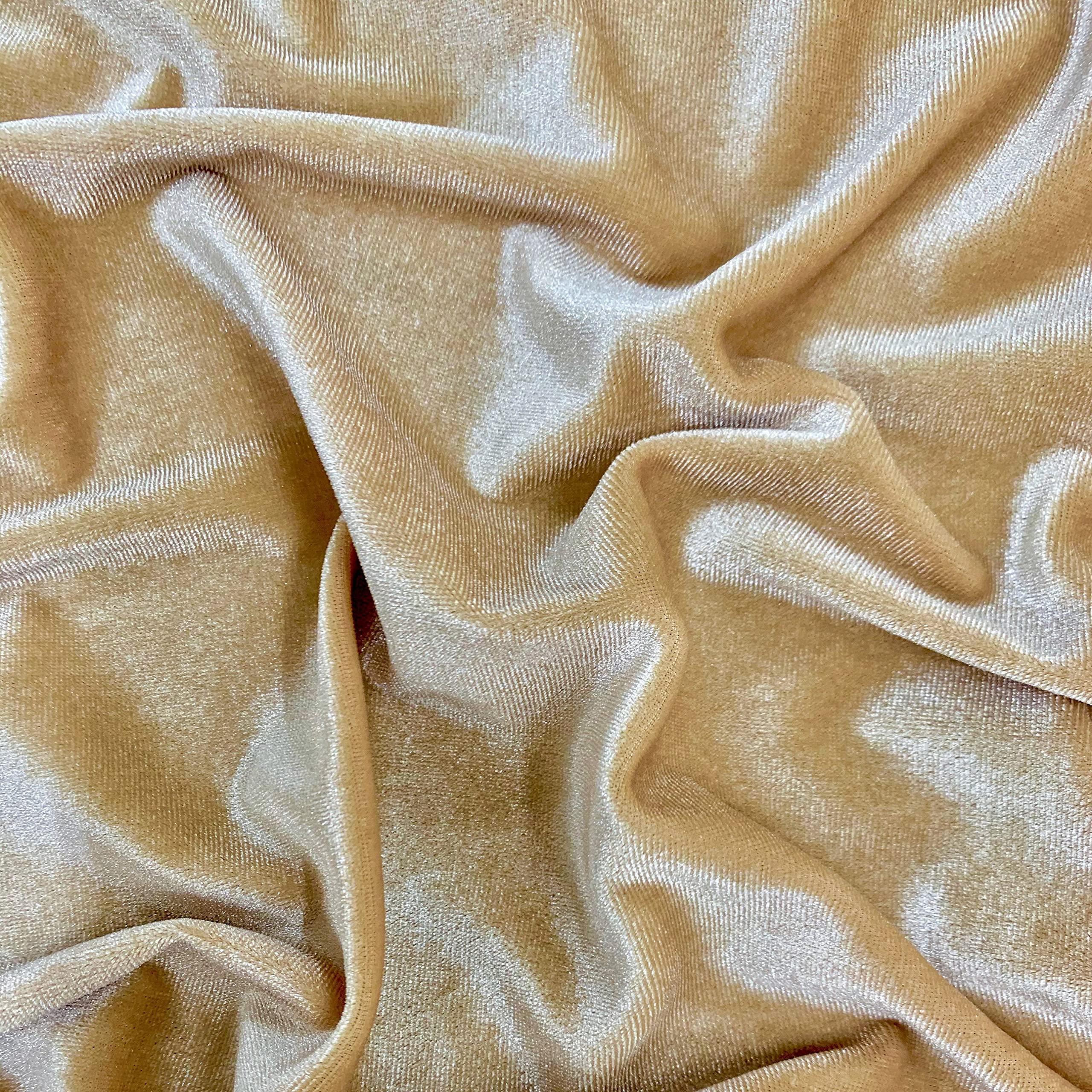 New Fabrics Daily Princess Champagne Beige Polyester Spandex Stretch Velvet Fabric Bows, Top Knots, Scrunchies, Clothes, Costumes, Crafts - 10001, Yard (58x36'')