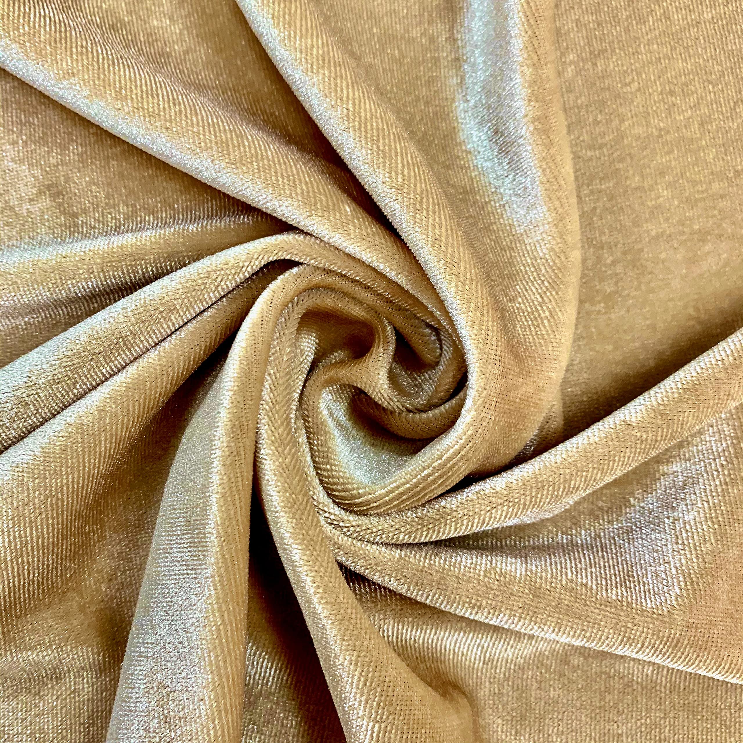New Fabrics Daily Princess Champagne Beige Polyester Spandex Stretch Velvet Fabric Bows, Top Knots, Scrunchies, Clothes, Costumes, Crafts - 10001, Yard (58x36'')