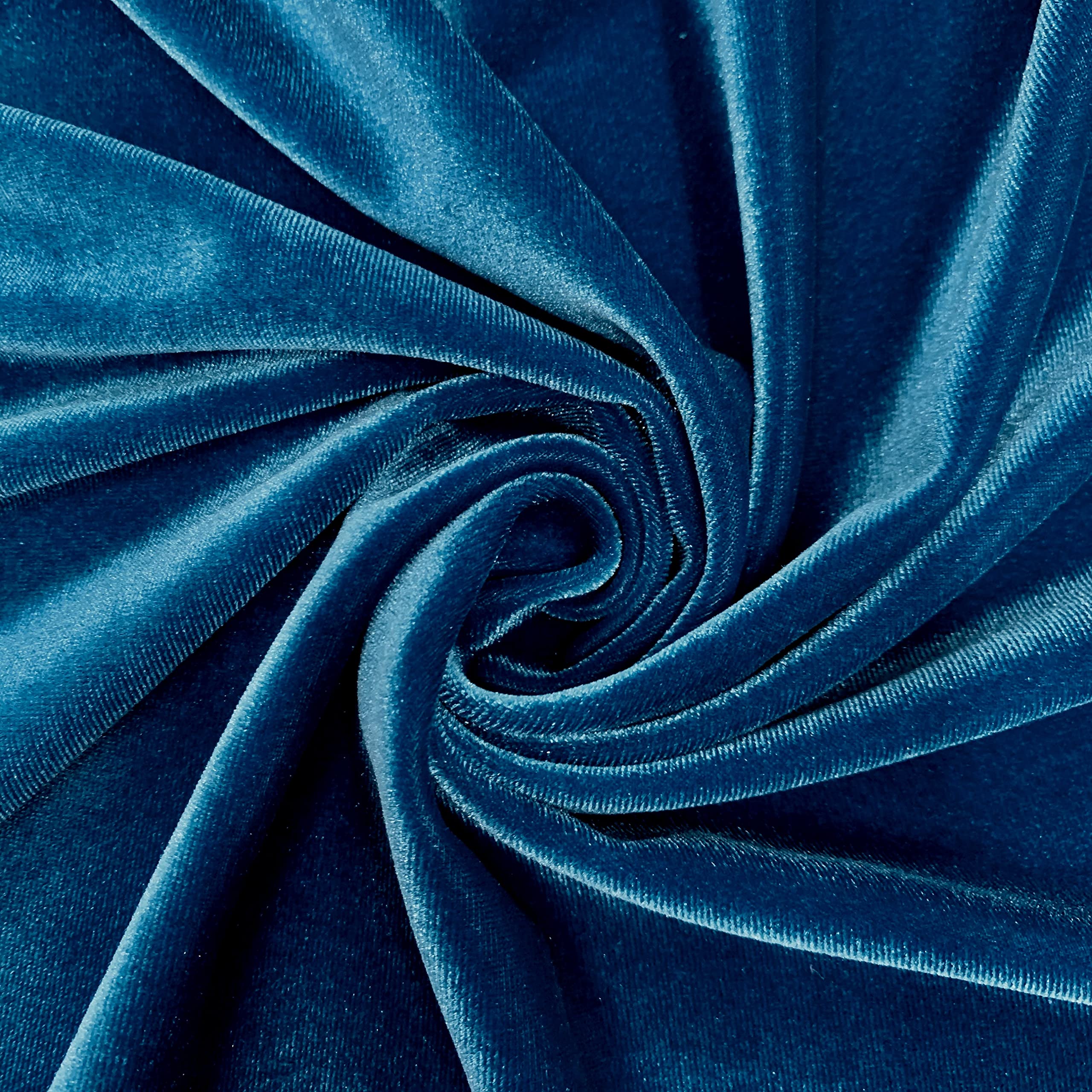 Princess Denim Blue Polyester Spandex Stretch Velvet Fabric for Bows, Topknots, Headwraps, Scrunchies, Clothes, Costumes, Crafts - 10001