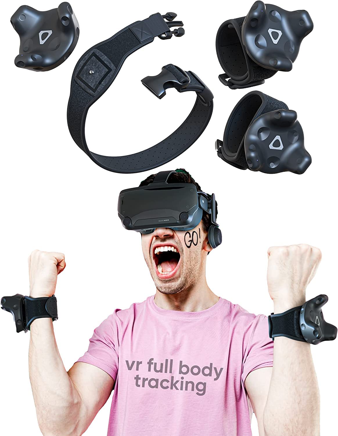 Skywin VR Tracker Straps + VR Tripods + VR Mat - Compatible with VR Systems - 2 Tripod, 1 matt, 2 Hand/Foot Straps, 1 Belt Strap Included