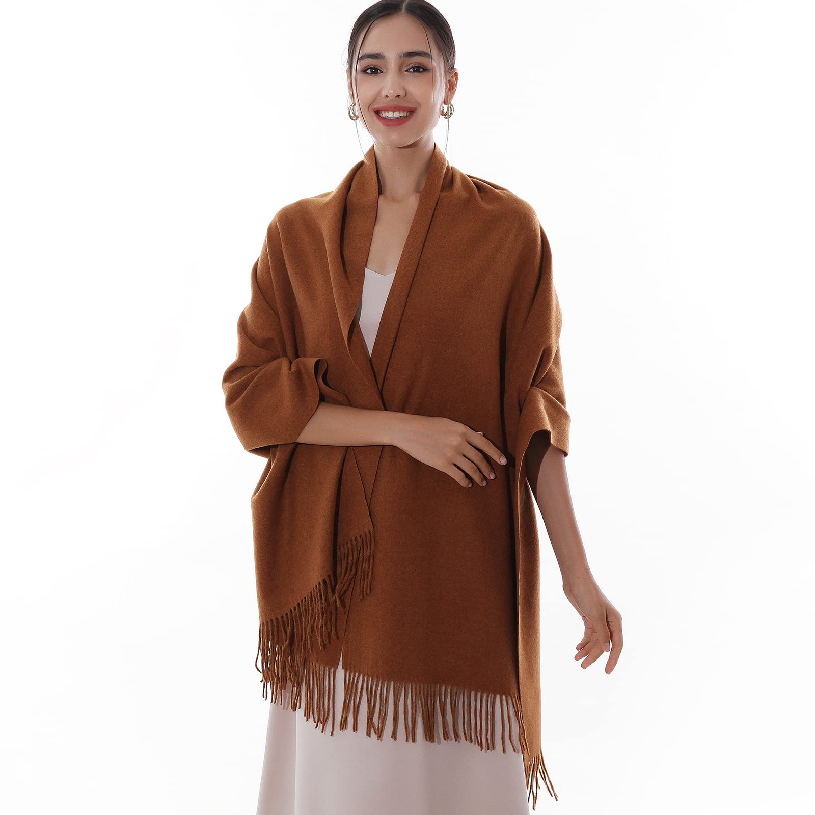 RIIQIICHY Winter Scarf for Women Caramel Pashmina Shawls Wraps for Evening Dresses Large Warm Soft Scarves