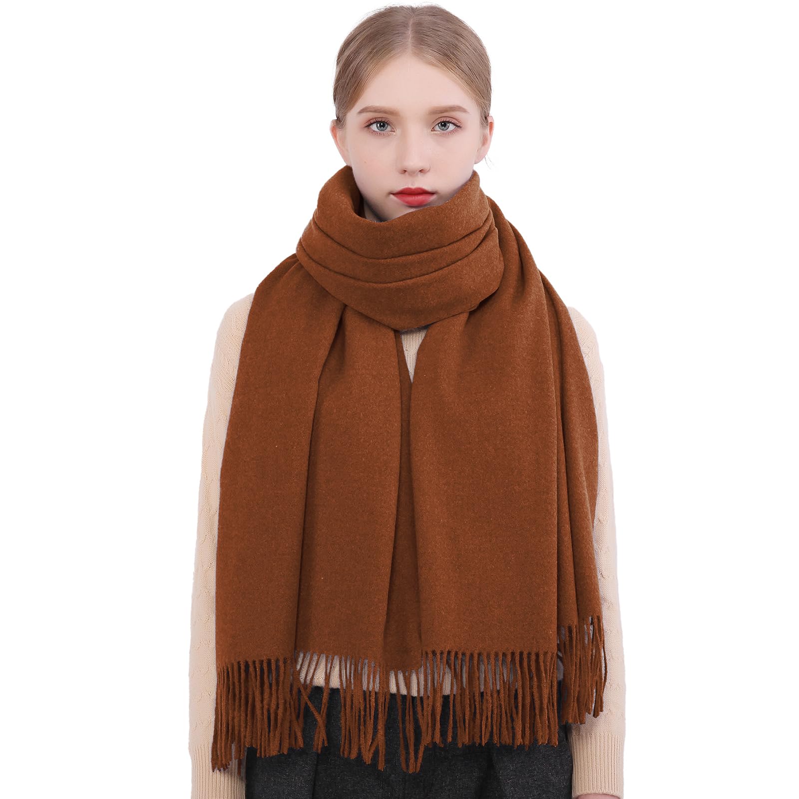 RIIQIICHY Winter Scarf for Women Caramel Pashmina Shawls Wraps for Evening Dresses Large Warm Soft Scarves