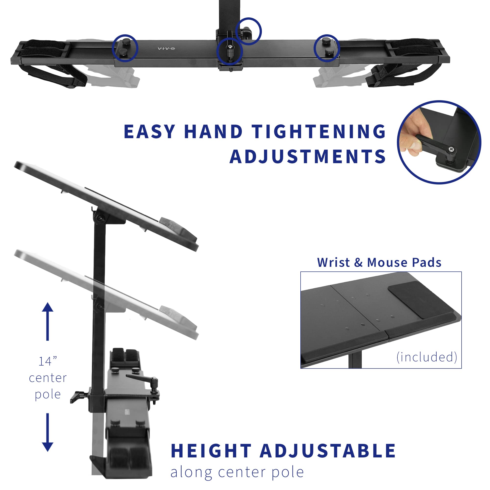 VIVO Universal Wooden Laptop Treadmill Desk, Adjustable Ergonomic Notebook Mount Stand for Treadmills, Includes Mouse Pad and Wrist Support, Stand-TDML4