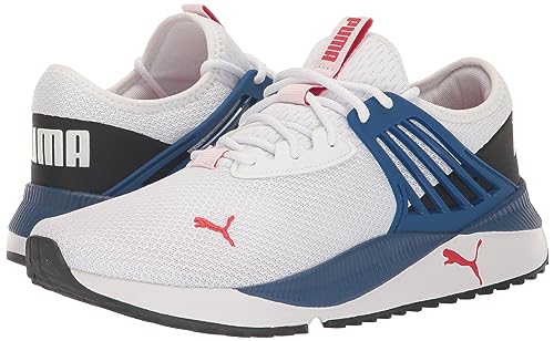 PUMA Mens Pacer Future Sneaker, PUMA Mens White-Clyde Royal-for All Time Red, 9