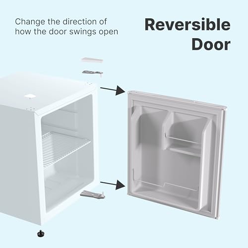 Husky Premium White Mini Refrigerator with 1.5 Cu.ft./43L Capacity, Countertop Mini Fridge with Reversible Door, Retro Mini Fridge, Freestanding Small Fridge for Bedroom, Bar, and Office