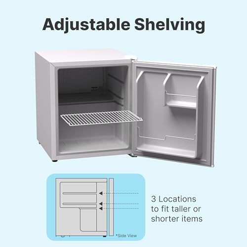 Husky Premium White Mini Refrigerator with 1.5 Cu.ft./43L Capacity, Countertop Mini Fridge with Reversible Door, Retro Mini Fridge, Freestanding Small Fridge for Bedroom, Bar, and Office