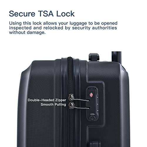 Troyesko Hard Shell Luggage Sets Clearance Travel Suitcases with Wheels Lightweight Durable ABS Unisex Adults Carry on Luggage Maletas De Viaje with TSA Lock 3-Piece 20/24/28 Black Local Warehouse