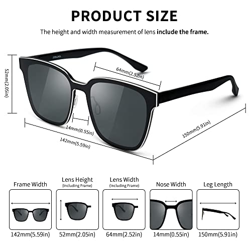 Zeelool Square Polarized Sunglasses for Women Men Aluminum Magnesium Frame Sun Glasses UV400 Protection Unisex Shades ZSM0064