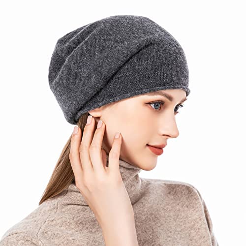 QUEENFUR Knit Slouchy Beanie Hats for Women Cashmere Ski Cap Knitted Wool Soft Warm Winter Hat