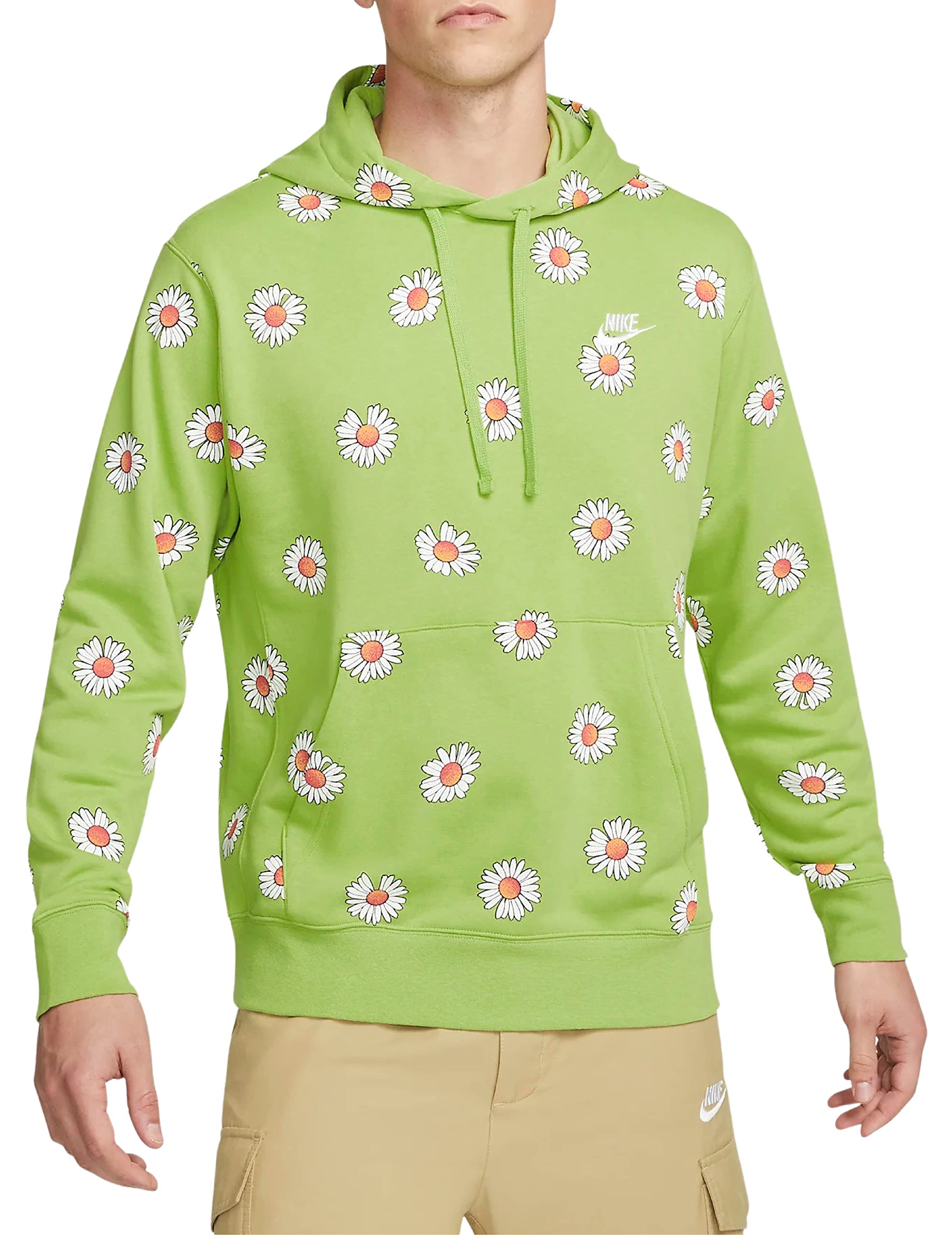 Nike Sportswear Sport Essentials Men's French Terry Pullover Hoodie (as1, alpha, m, regular, regular, Standard, Vivid Green/White, Medium)