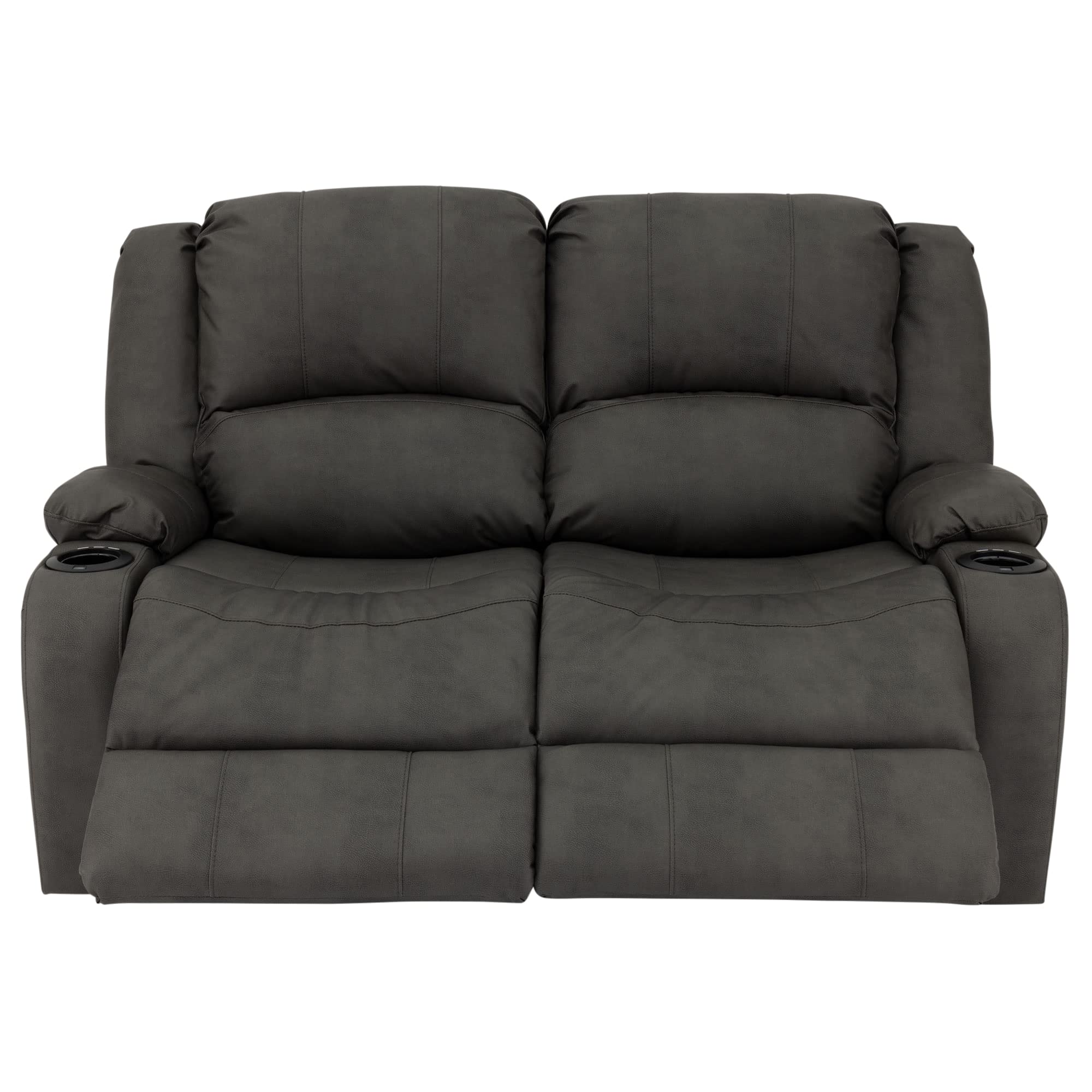 RecPro Charles 58" Powered Double RV Wall Hugger Recliner Sofa RV Loveseat with Upgraded 2023 Fabric (Gunmetal)
