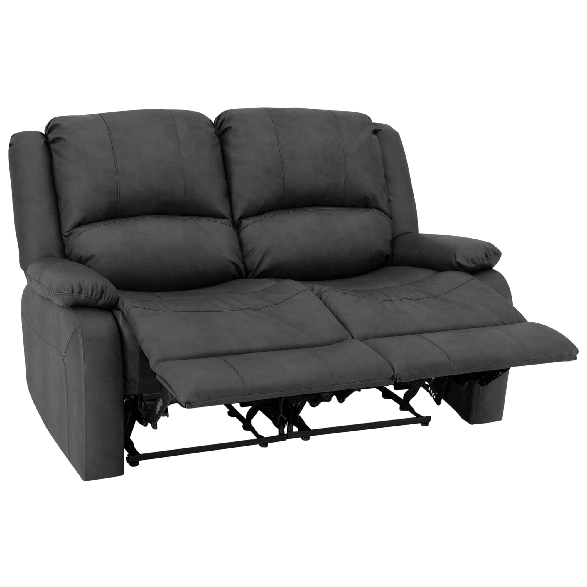 RecPro Charles 58" Double Recliner RV Sofa | Zero Wall Loveseat for Camper | Wall Hugger Couch | Fifth Wheel Theater Seating | Upgraded 2023 Fabric (Gunmetal)