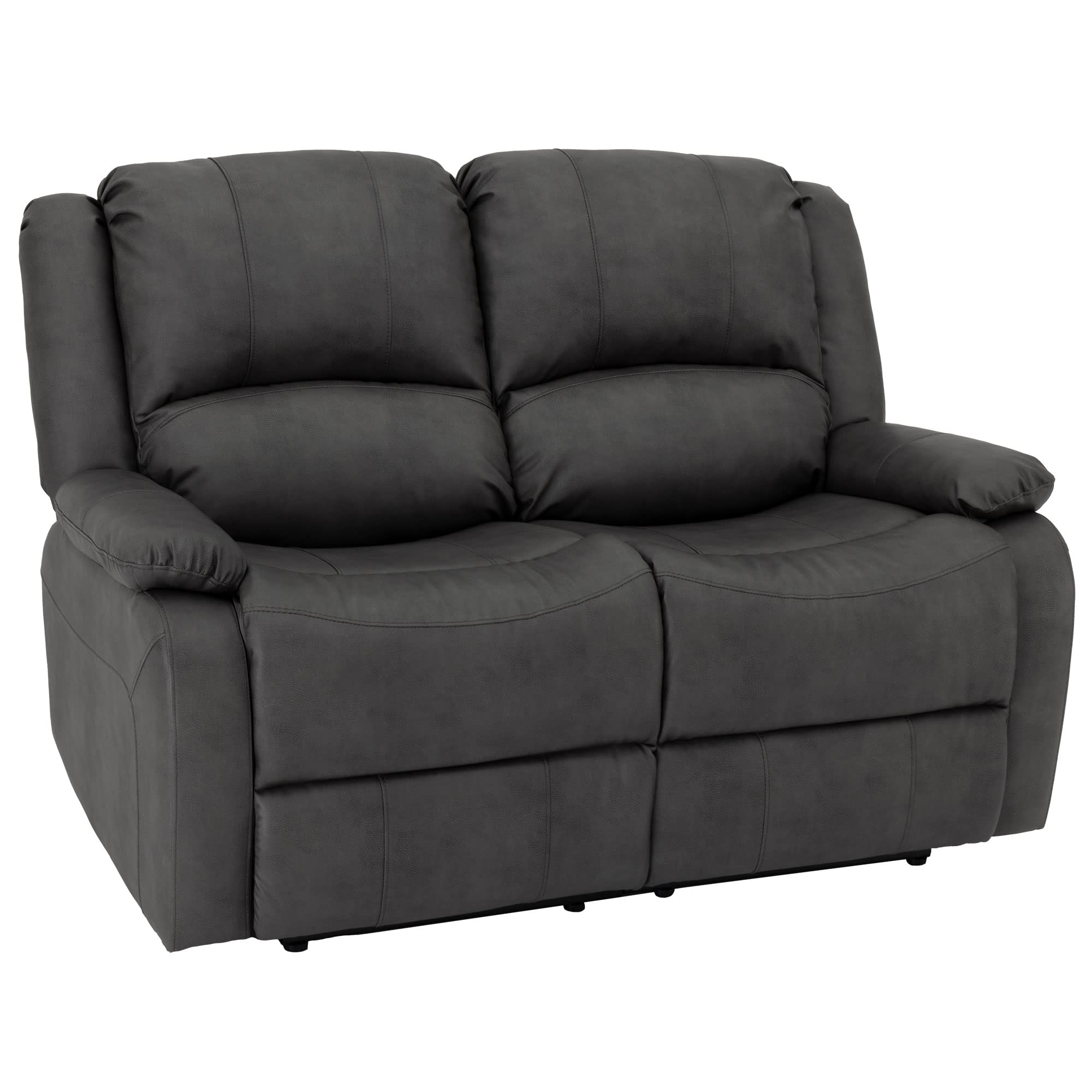 RecPro Charles 58" Double Recliner RV Sofa | Zero Wall Loveseat for Camper | Wall Hugger Couch | Fifth Wheel Theater Seating | Upgraded 2023 Fabric (Gunmetal)