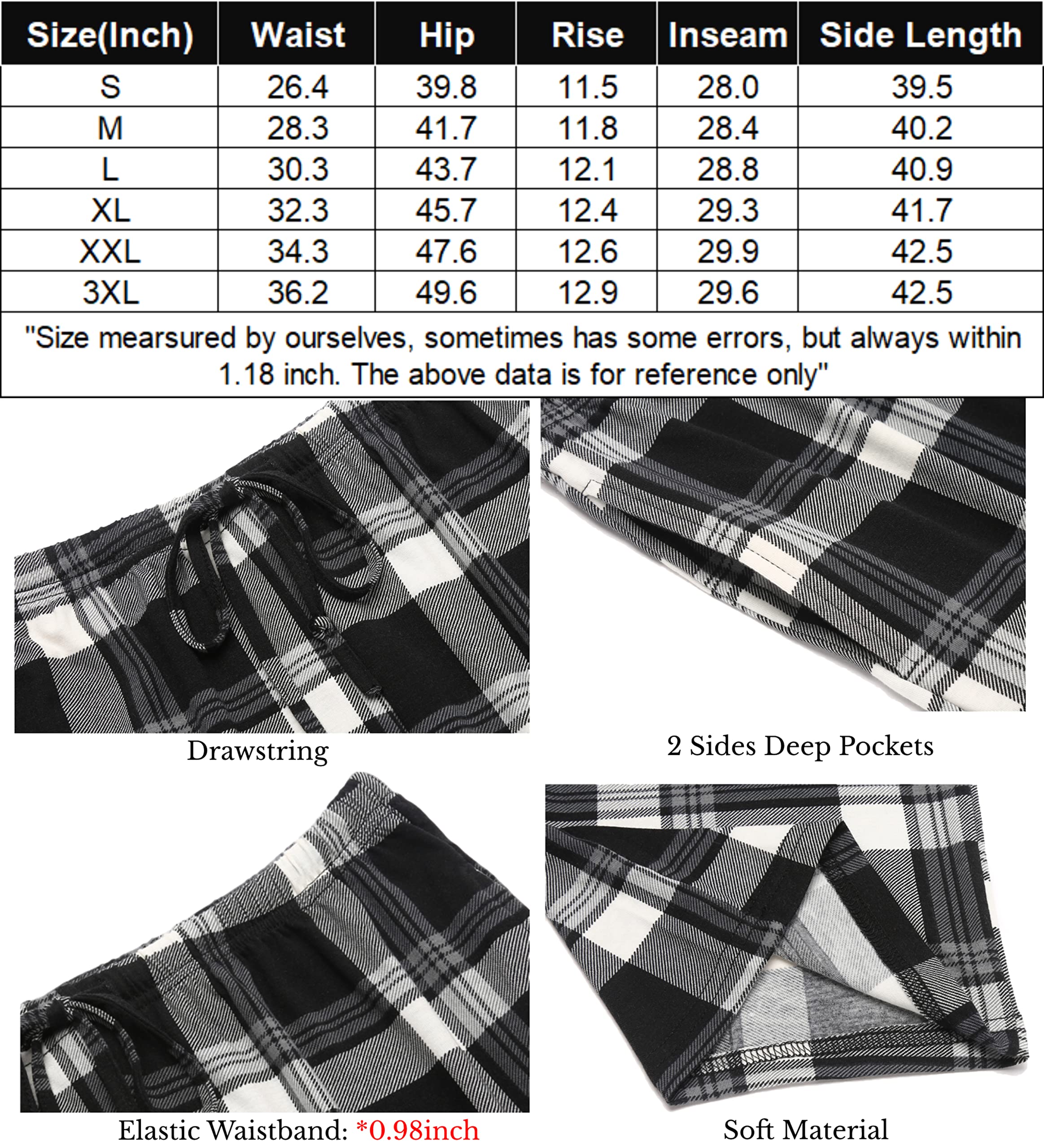 Ekouaer Womens 2 Pack Lounge Pants Comfy Pajama Pants Plaid Pajama Bottoms with Pockets Drawstring Pj Bottoms