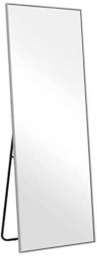 NeuType Full Length Mirror Large Floor with Stand Wall-Mounted Body for Bedroom Living Room Standing Leaning or Hanging Aluminum Alloy Frame (Silver, 63'x 20') JJ00372ZZV-NEU-USAM022