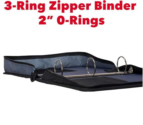Case-It The Classic Zipper Binder - 2 Inch O-Rings - Multiple Pockets - 350 Sheet Capacity - Comes with Shoulder Strap - Midnight Blue D-251 (6 Pack)