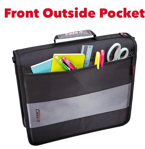 Case-It The Classic Zipper Binder - 2 Inch O-Rings - Multiple Pockets - 350 Sheet Capacity - Comes with Shoulder Strap - Fire Engine Red D-251 (6 Pack)