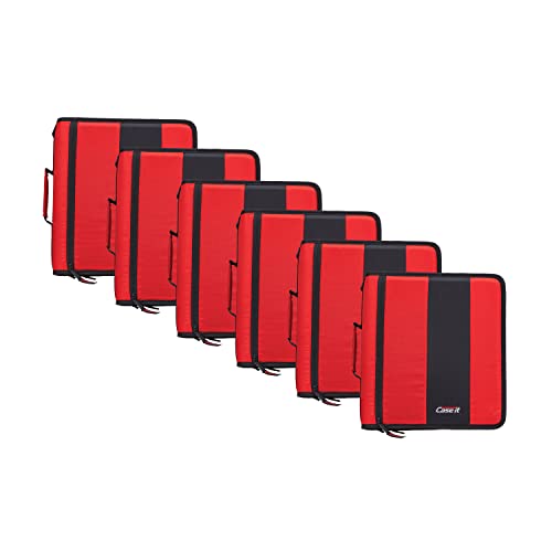 Case-It The Classic Zipper Binder - 2 Inch O-Rings - Multiple Pockets - 350 Sheet Capacity - Comes with Shoulder Strap - Fire Engine Red D-251 (6 Pack)