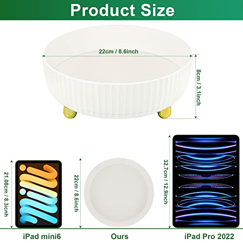 CGBE Lazy Susan Organizer, 360 Degree Rotating Makeup Organizer, Lazy Susan Round Turntable Storage Tray for Vanity Bathroom Countertop Kitchen Organized Makeup, Cosmetics, Condiment-White