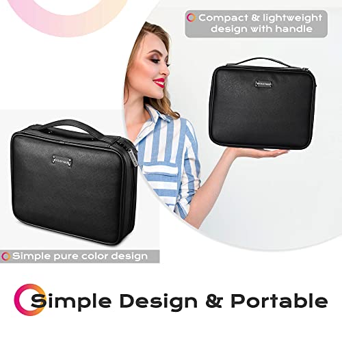 BYOOTIQUE Makeup Bag with 3 Removable Pouches 3 IN 1 Detachable Cosmefic Bag Loose Leaf Binders Removable Portable Toiletry Travel Hanging Makeup Bags Organizer Storage Makeup Brush Holder, Black