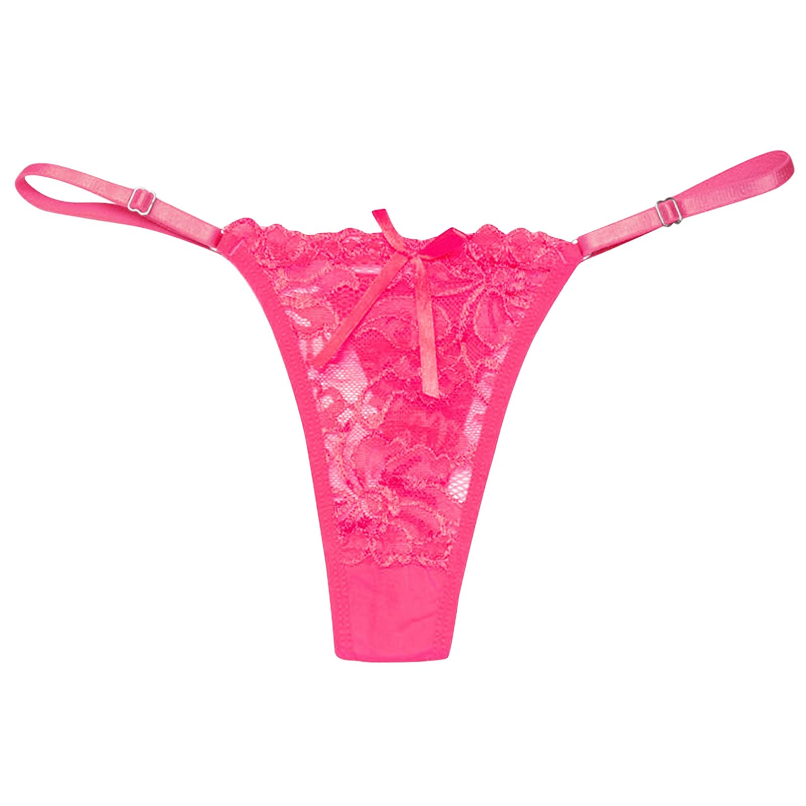 G-String Thongs for Women Sexy Lace Seamless Panties Thongs Stretch T-Back Tanga Low Rise Hipster Bikini Underwear Sexy Panties for Women Naughty Slutty Thongs Underpants Hot Pink One Size