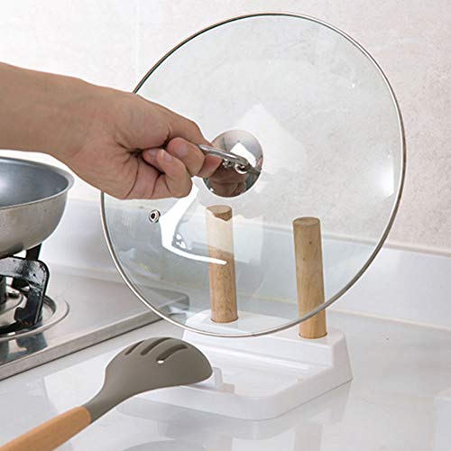 XJJZS Wooden Pot Rack Spoon Holder Pan Cover Lid Rest Stand Home Applicance Drain Rack The Goods for Kitchen Accessories