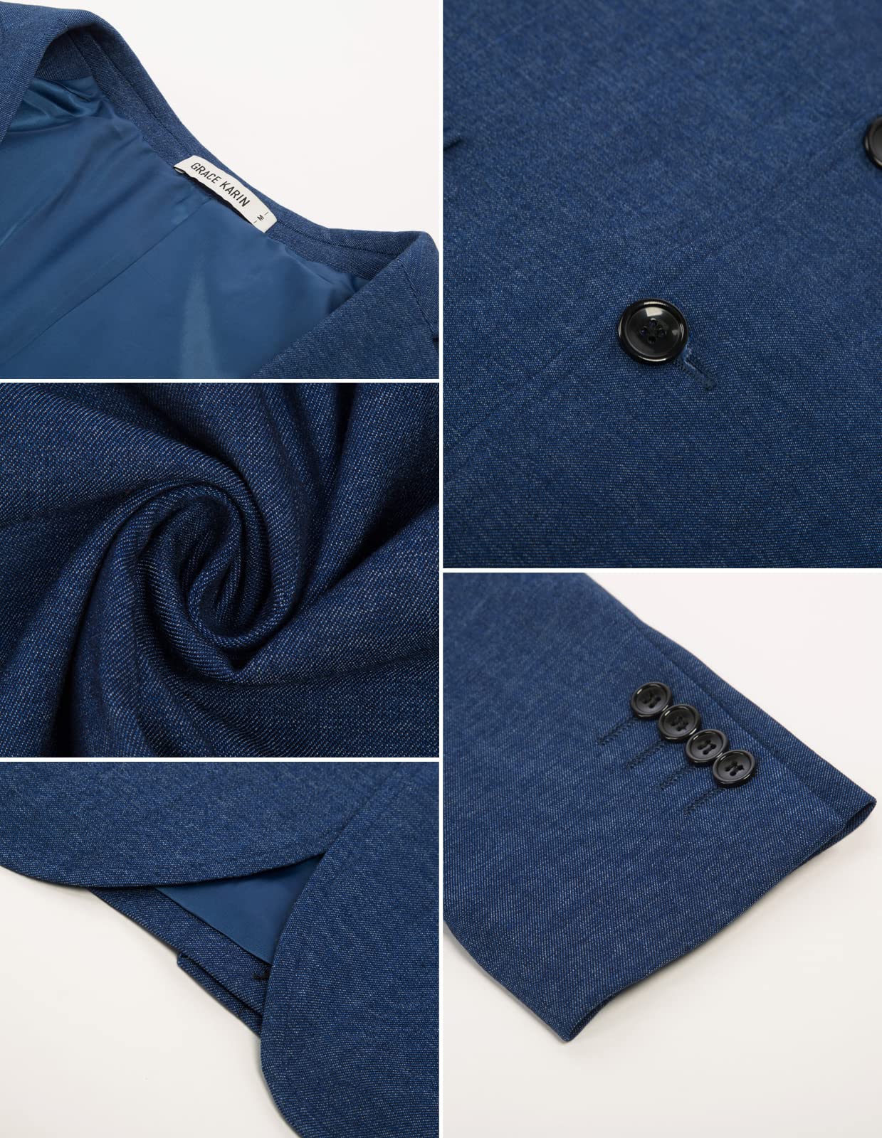 Mens Casula Sport Coat Casual Blazer One Button Business Suit Jacket for Wedding Bridegroom Tuxedos Denim Blue XL