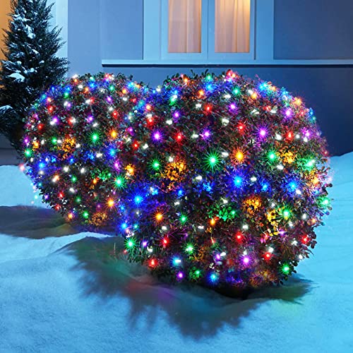 Led Christmas Net Lights Outdoor Christmas Decorations Lights 120Led 6.2ftx4.4ft, Connectable Outdoor Indoor Fairy Mesh String Lights for Party, Holiday, Wedding, Tree, Bushes Decorations (Multicolor)