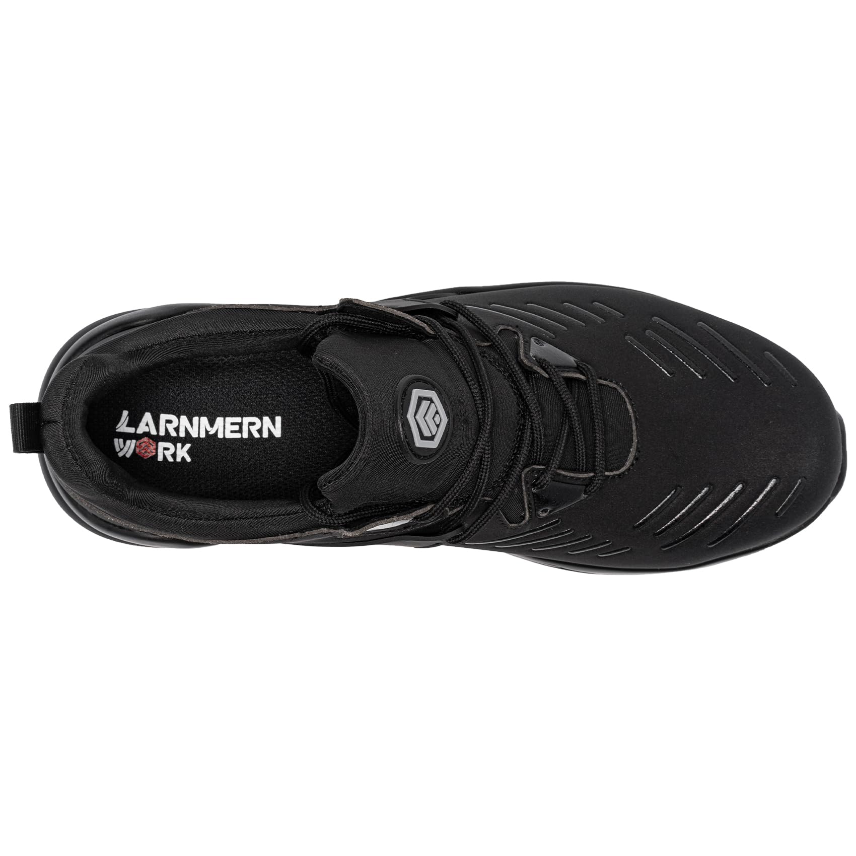 LARNMERN Steel Toe Shoes for Men Waterproof Slip Resistant Work Sneakers Athletic Durable Lightweight Comfortable Water Resistant Indestructible Construction Tennis Air Cushion(10 Men, Black)
