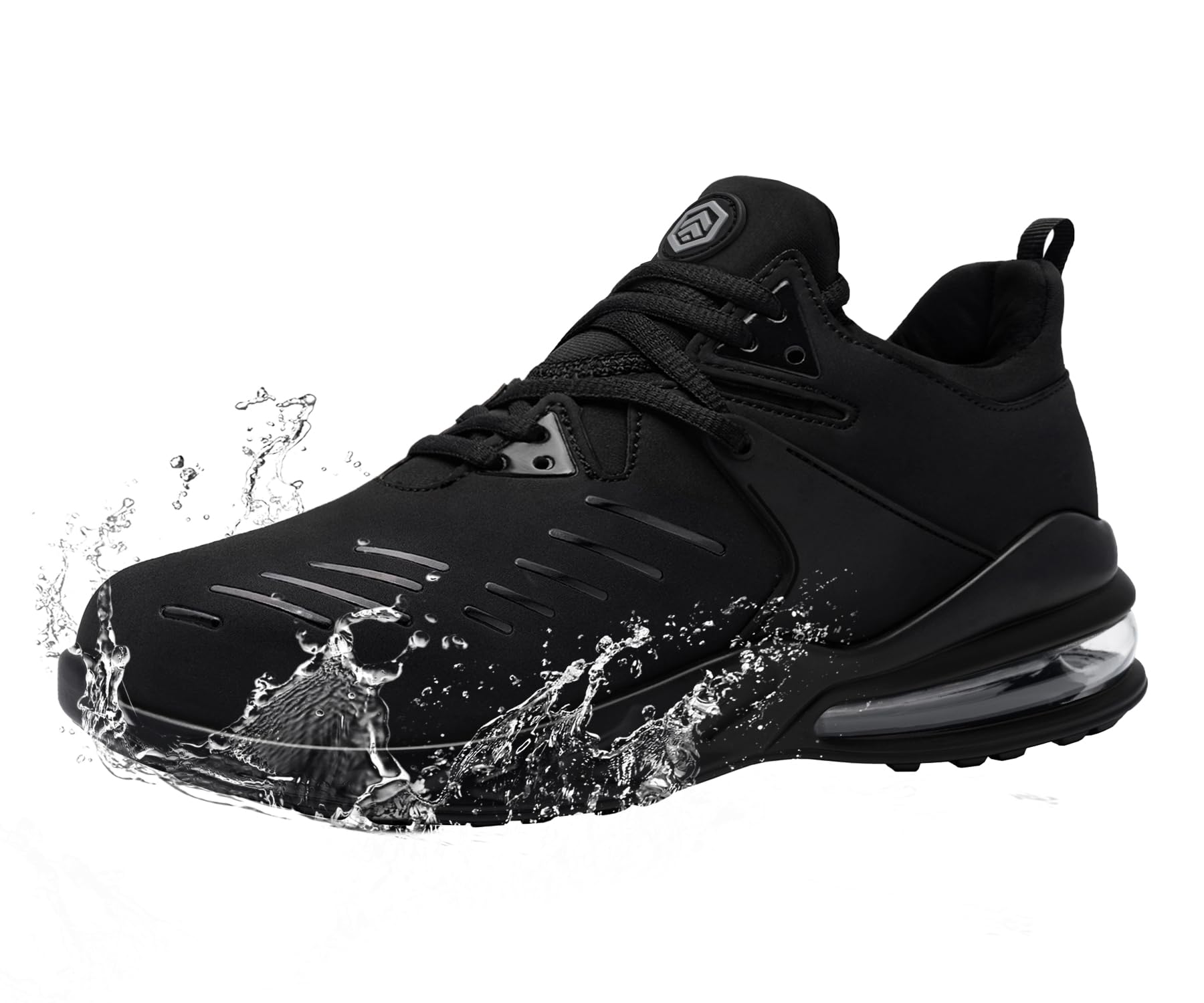 LARNMERN Steel Toe Shoes for Men Waterproof Slip Resistant Work Sneakers Athletic Durable Lightweight Comfortable Water Resistant Indestructible Construction Tennis Air Cushion(10 Men, Black)