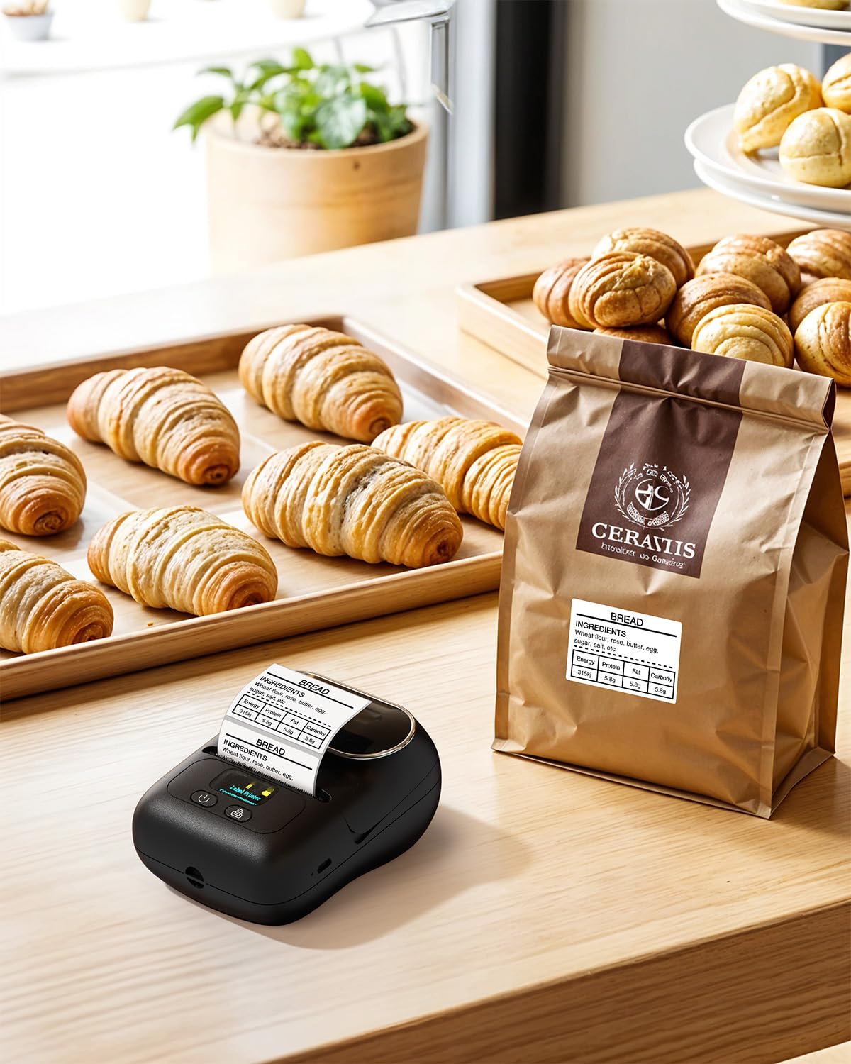 Phomemo M110 Label Printer - Bluetooth No Ink Printer, Mini Portable Barcode Label Printer for Retail, Address, Barcode, Home, for PC/Mac, iOS/Android, with 3pack Most Used Labels, Ebony Black
