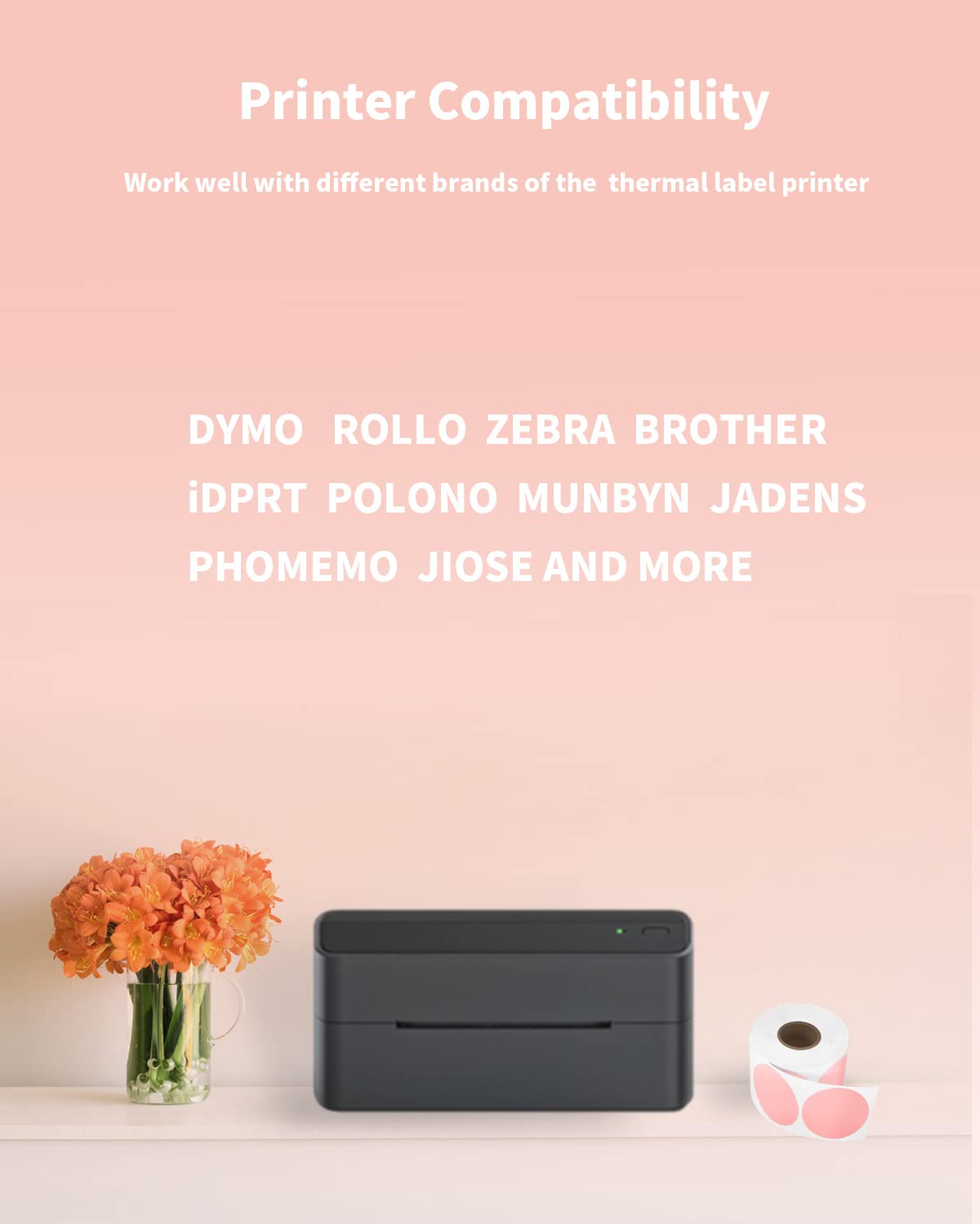 Phomemo 2" Pink Round Label Stickers Roll for 4X6 Thermal Label Printer for Small Business Supplies - 750pcs / Roll - Commercial Grade Thermal Labels for Custom Stickers Personalized & Business Logo