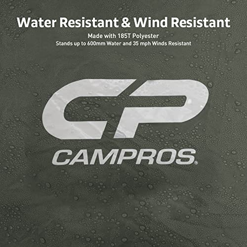 CAMPROS CP Tent 4 Person Camping Tents, Weatherproof Family Dome Tent with Rainfly, Large Mesh Windows, Wider Door, Easy Setup, Portable with Carry Bag - Olive