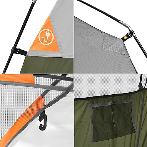 CAMPROS CP Tent 4 Person Camping Tents, Weatherproof Family Dome Tent with Rainfly, Large Mesh Windows, Wider Door, Easy Setup, Portable with Carry Bag - Olive