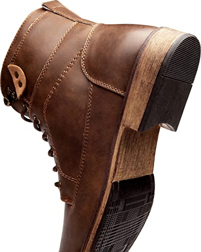 Vostey Men's Motorcycle Boots Business Waterproof Ankle Boots Casual Oxford Boots for Men (BMY8061 Brown 10)