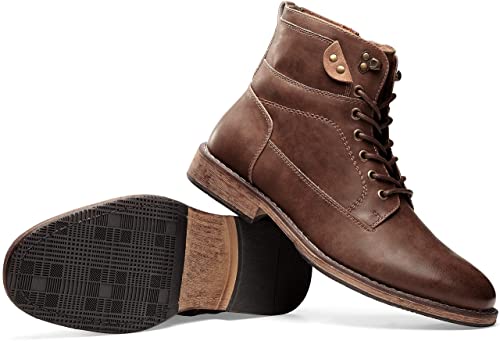 Vostey Men's Motorcycle Boots Business Waterproof Ankle Boots Casual Oxford Boots for Men (BMY8061 Brown 10)