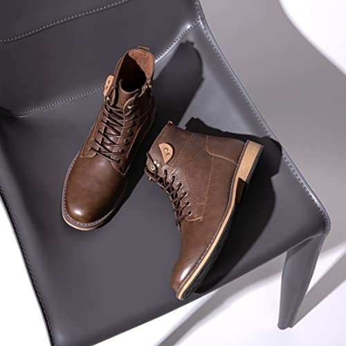 Vostey Men's Motorcycle Boots Business Waterproof Ankle Boots Casual Oxford Boots for Men (BMY8061 Brown 10)