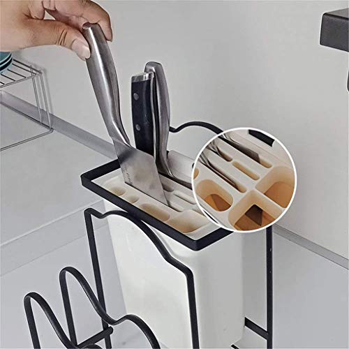 XJJZS Stainless Iron Cutting Board Holder,Lid Holder,Pot Lid Rack Organizer Kitchen Cabinet Rack Storage (Black)
