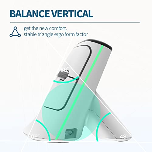 DeLUX Ergonomic Bluetooth Mouse, Wireless Vertical Mouse with OLED Screen, USB Receiver and BT5.0, 4000DPI, 6 Buttons, Ergo Carpal Tunnel Mice Reduce Wrist and Hand Pain(MV6-Medium/Small-White)
