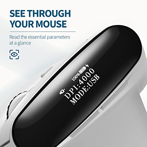 DeLUX Ergonomic Bluetooth Mouse, Wireless Vertical Mouse with OLED Screen, USB Receiver and BT5.0, 4000DPI, 6 Buttons, Ergo Carpal Tunnel Mice Reduce Wrist and Hand Pain(MV6-Medium/Small-White)