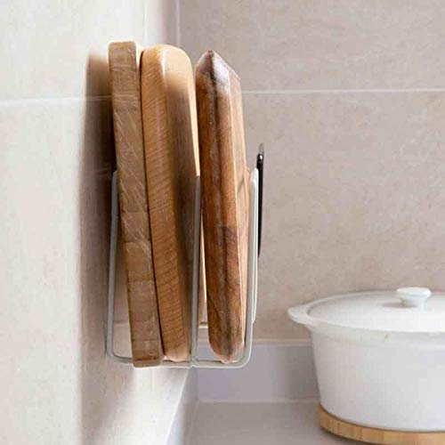 XJJZS Pot Lid Holder Iron Cutting Board Holder Stand Kitchen Organizer Rack Hanging Board Shelf Pan Lid Cover Storage Rack (Color : Black)
