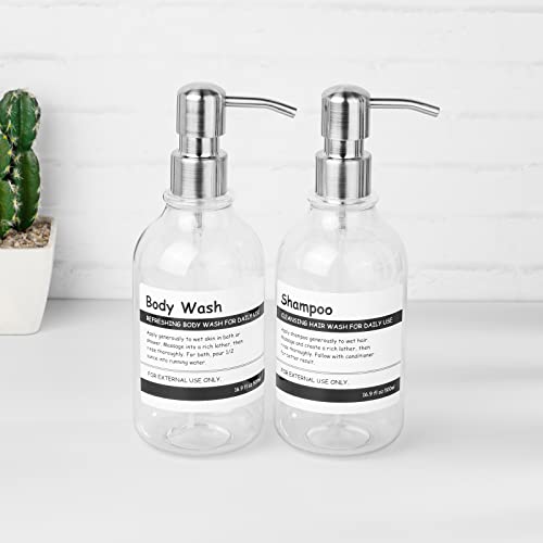 4 Set Foaming Hand Soap Dispenser Bathroom, Brushed Nickel Stainless Steel Foam Dispenser (Stainless Steel Pump + Clear Bottle)