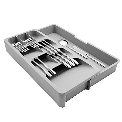 Kitchen DrawerStore Expandable Set,Expandable Plastic Kitchen Cabinet Drawer Storage Organizer Tray - for Storing Organizing Cutlery, Spoons, Cooking Utensils, Gadgets